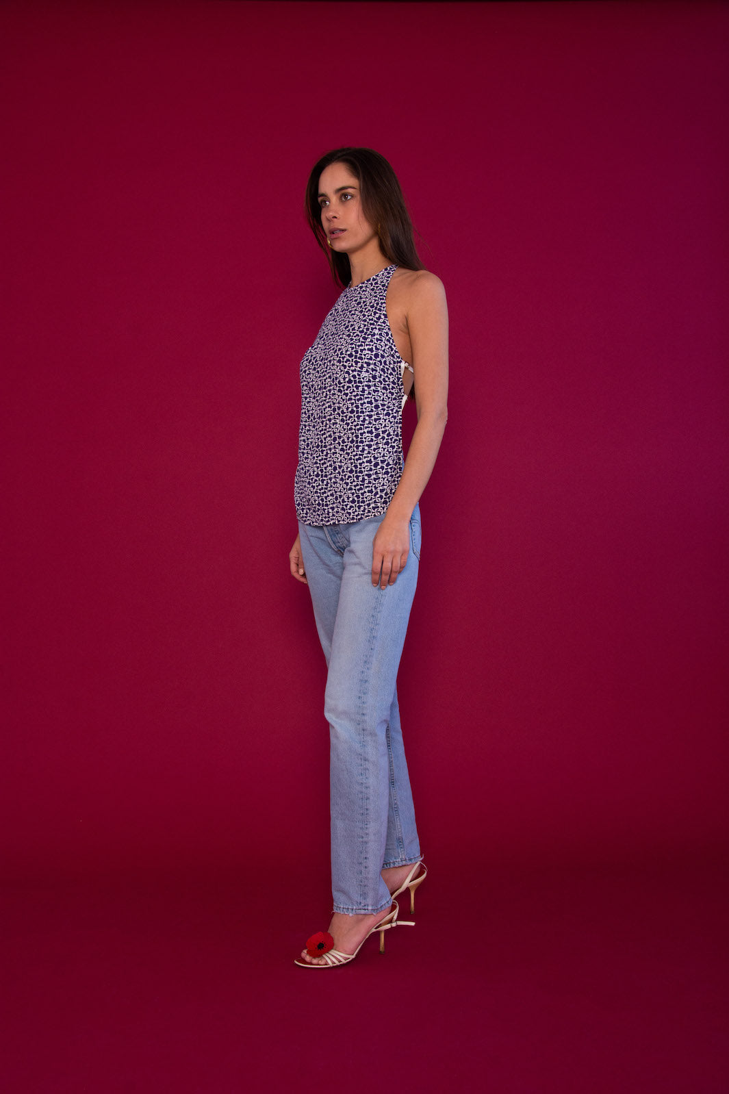 Saint Germain Top – Psychedelic Navy & White – MIZAWE LA